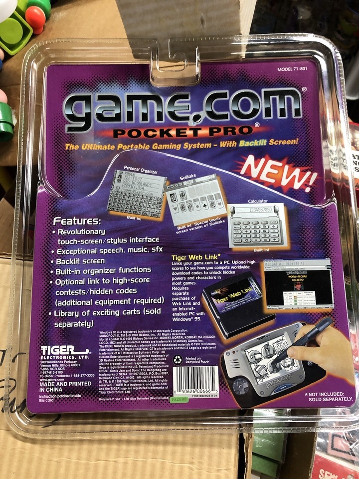 Tiger Game.Com Pocket Pro Handheld System Factory sealed Old stock Case ...