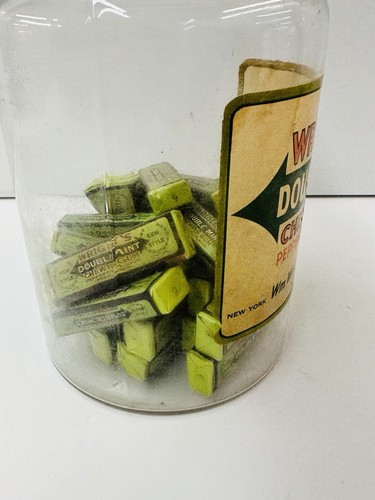 VINTAGE WRIGLEY’S DOUBLEMINT CHEWING GUM GLASS DISPLAY JAR W/20 Packs ...