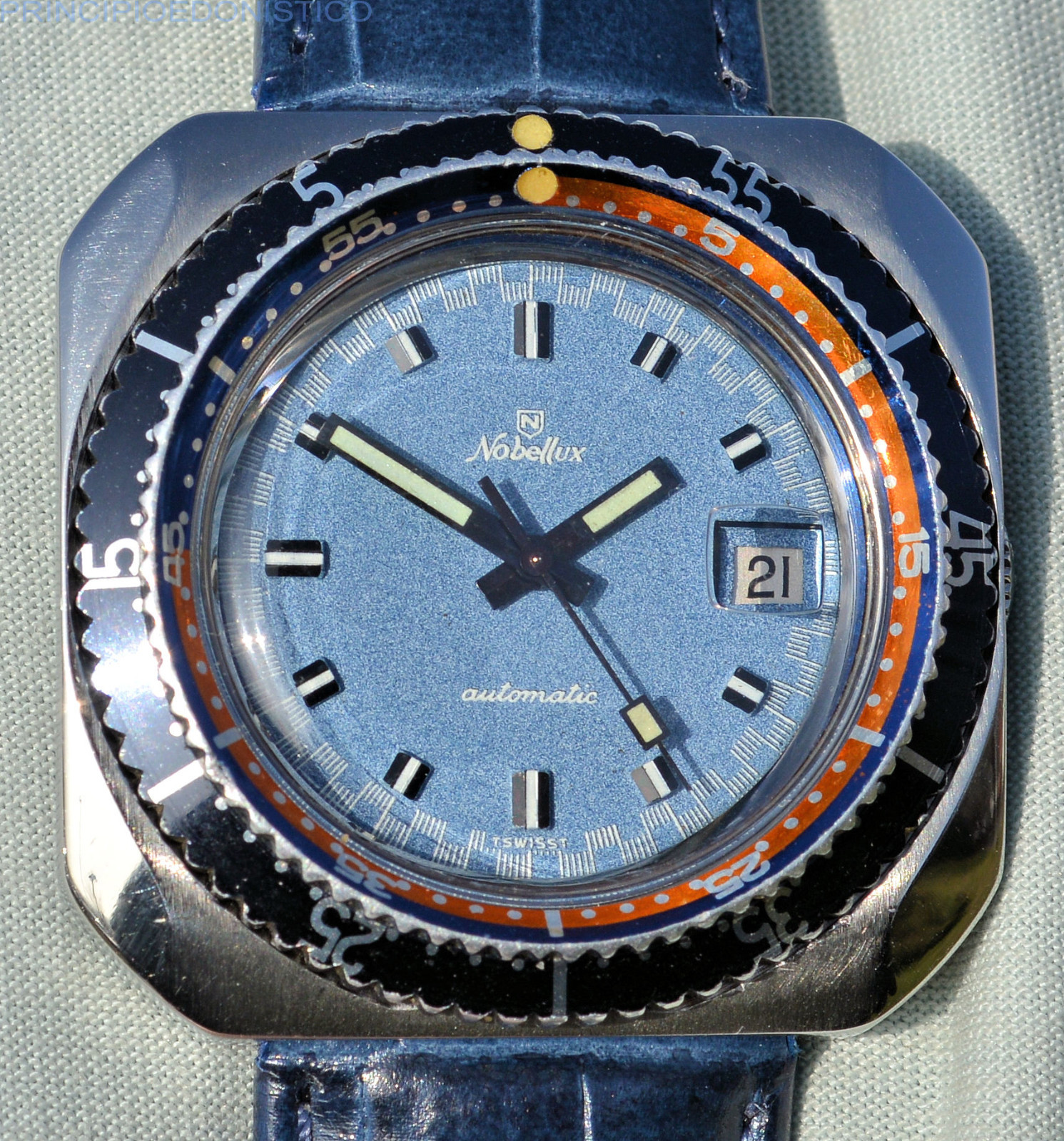 Orologio Nobellux Rarissimo 39mm Doppia Ghiera Automatic Diver Sub ...