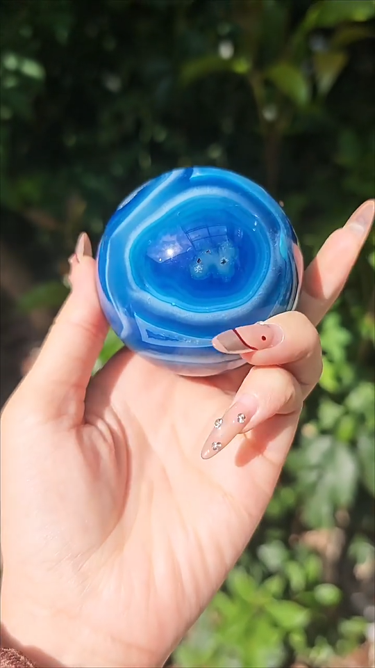 Natural Rare Blue Agate Quartz Ball Crystal Sphere Mineral Specimen ...