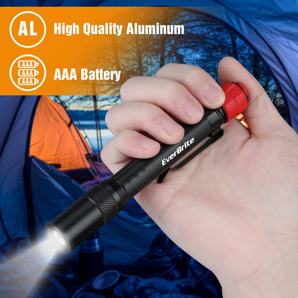 EverBrite LED Flashlight Pocket Penlight Torch Lamp White Red UV light ...