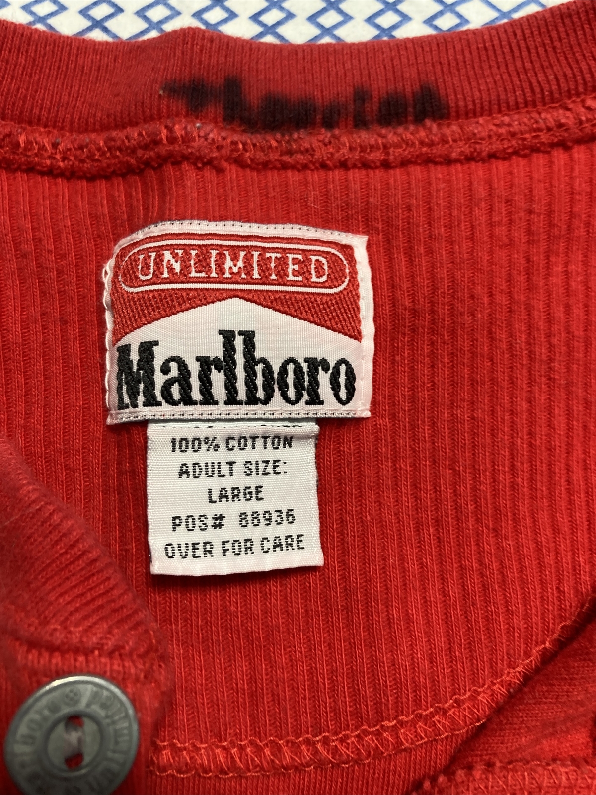 Marlboro Unlimited Red Thermal Henley Shirt Men's L L… - Gem