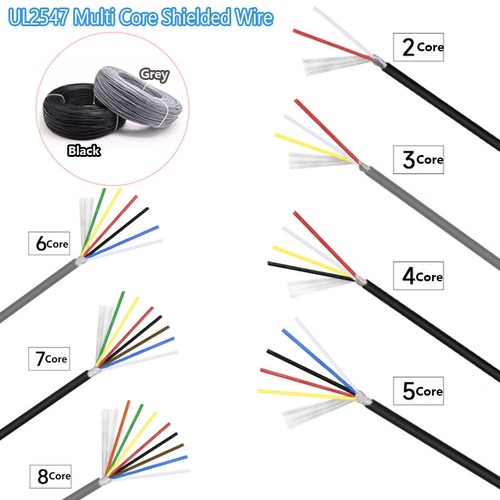UL2547 Multi Core Signal Control Cable 18~28AWG Shielded Wire 2/3/4/5/6 ...