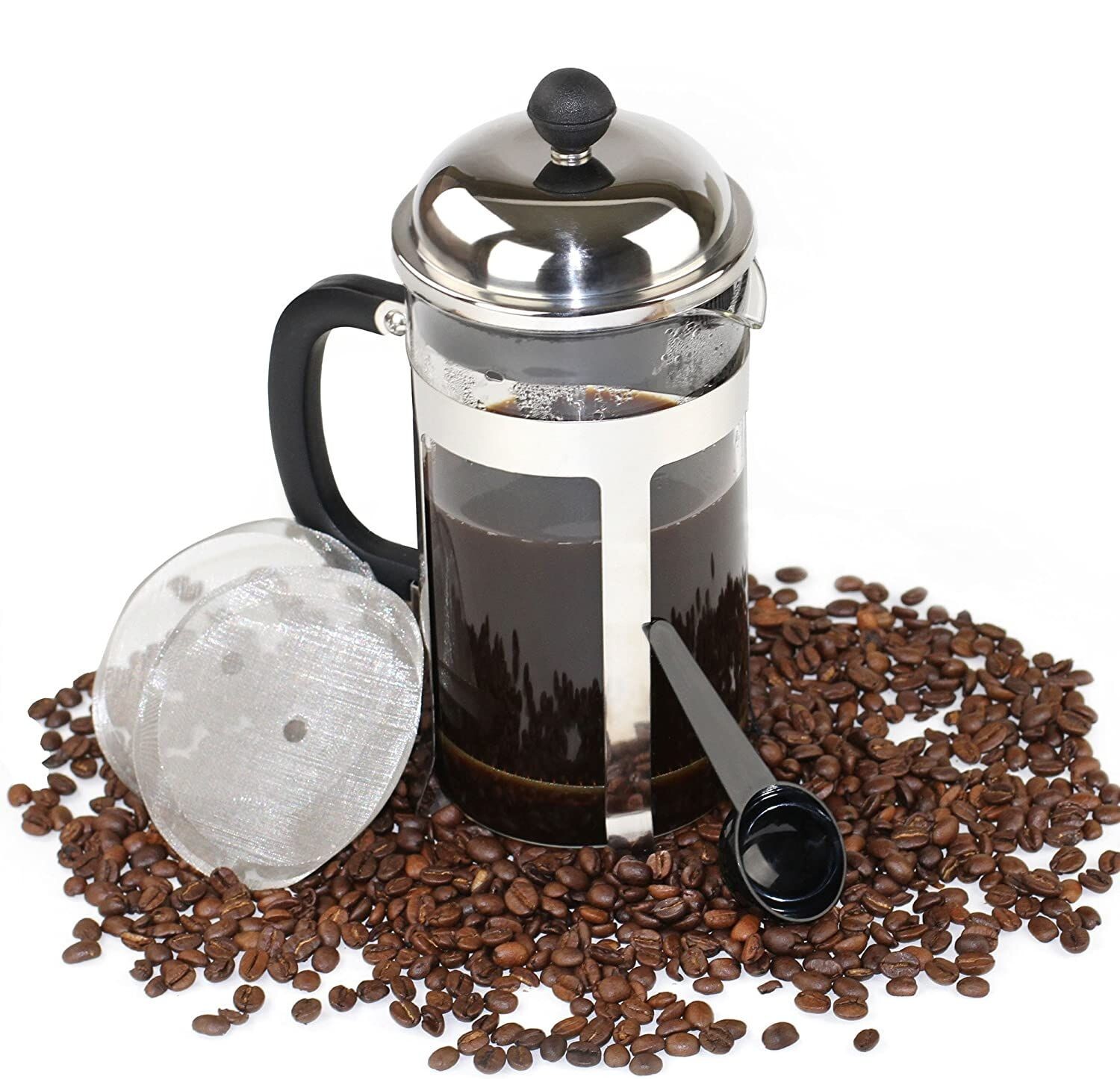 AlexPro French Coffee Press Set 34 oz (1 Liter). Coffee Maker. Chrome ...