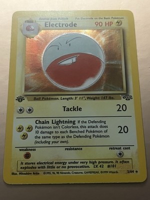 Pokemon 1999 Jungle Electrode 1st Edition Holo Rare Card 2/64 NM ...