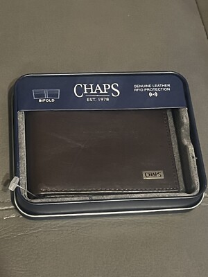 Chaps By Ralph Lauren Mens BROWN Leather Bifold RFID Wallet 1020-BRN | eBay