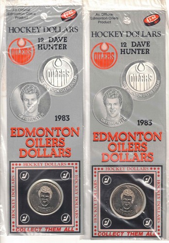 1983 Edmonton Oilers Dollars NHL hockey Dave Hunter 2 coin lot sealed # ...