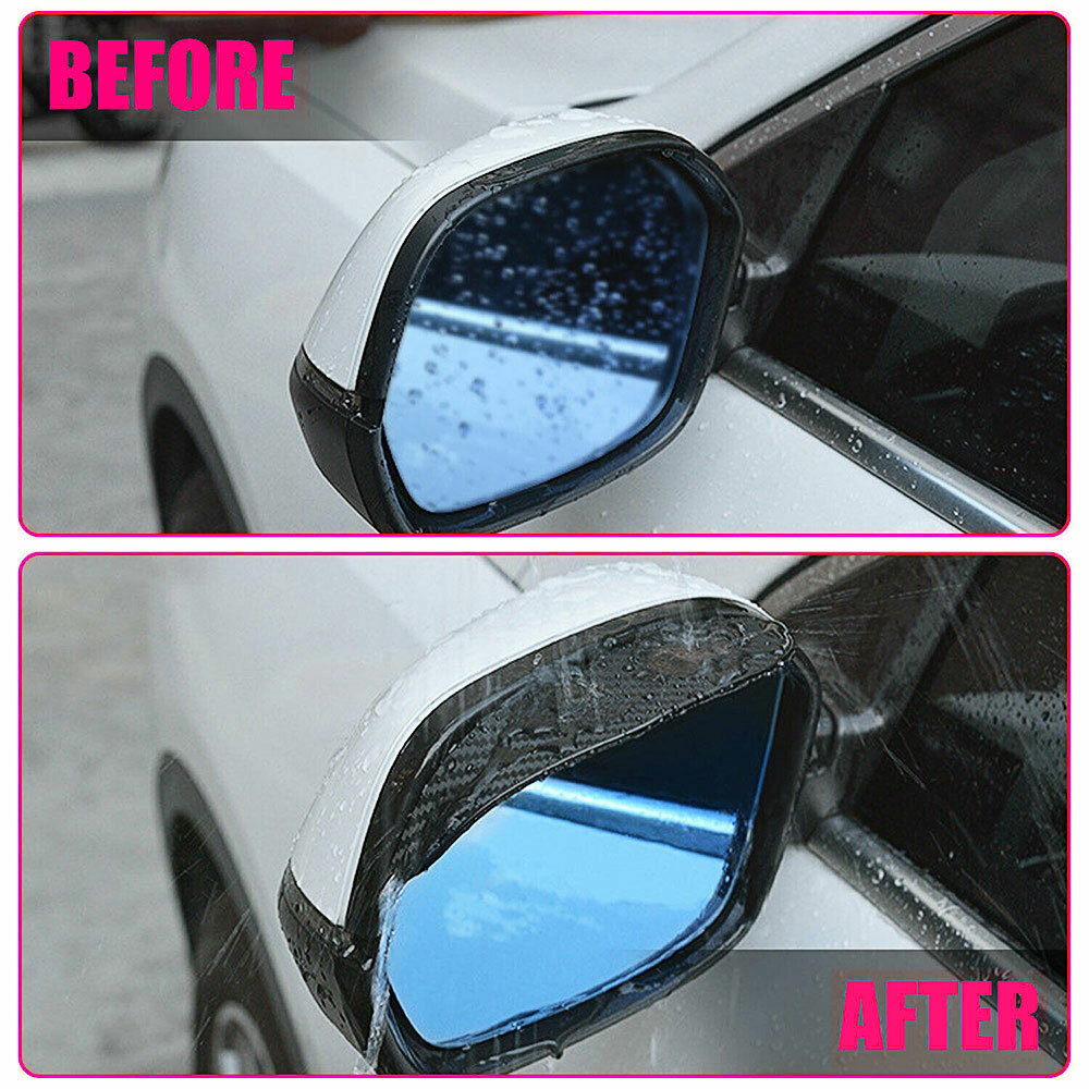 Rear View Wing Mirror Rain Visor Deflectors Universal Black Tinted Pair ...