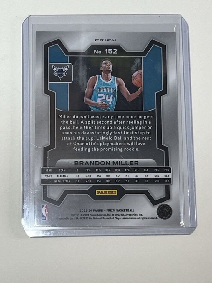 2023-24 Panini Prizm - Basketball Silver Prizm #152 Brandon Miller ...