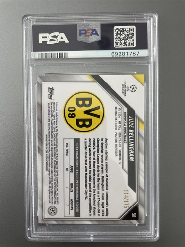 2021-22 Jude Bellingham Pink Mini Diamonds /175 #58 PSA 10 Topps Chrome ...