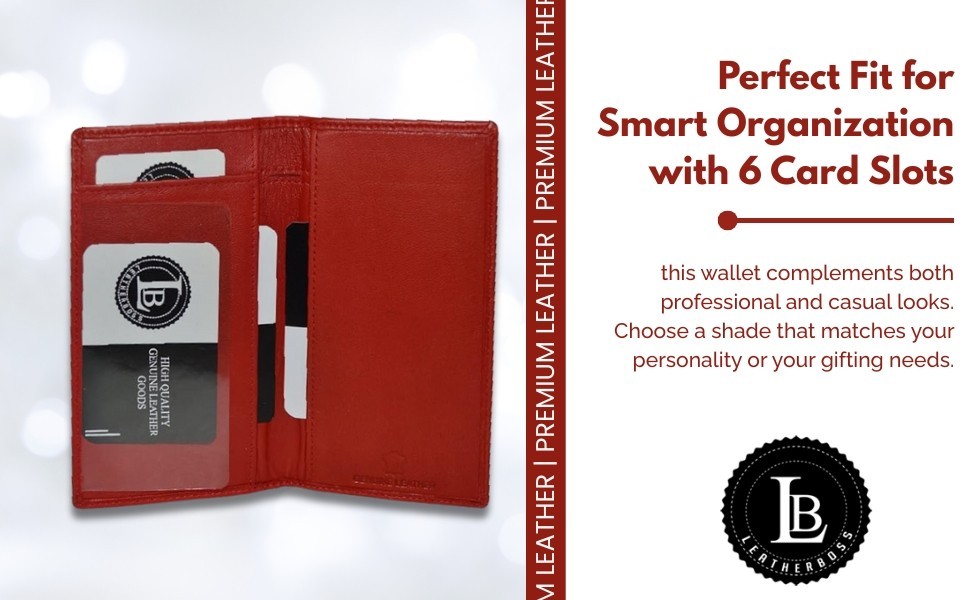 Genuine Leather Checkbook Cover – Red with ID Window by Leatherboss | eBay