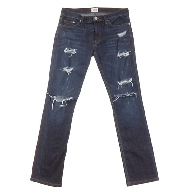 Hudson Straight Blue Jeans Womens 27 Distressed Dark Blue Made in USA ...