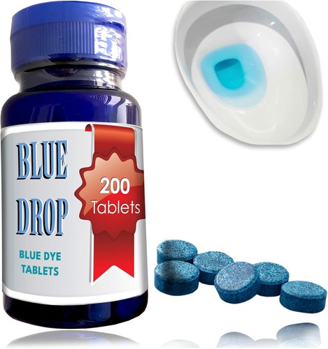 Blue Drop Dye Tabs 200 Toilet Dissovable Bluing Tablets Prevent Testing ...