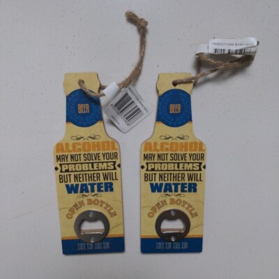 2x Alcohol May Not Solve Your Problems Novelty Wooden Bottle Opener ...