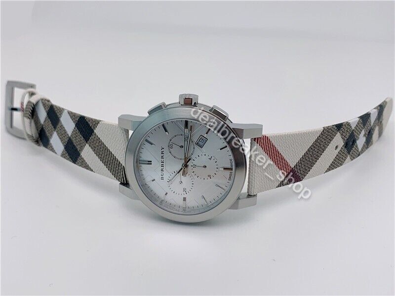 NOUVEAU Burberry BU9357 Nova 42mm Chronographe Cadran Argent Bracelet ...
