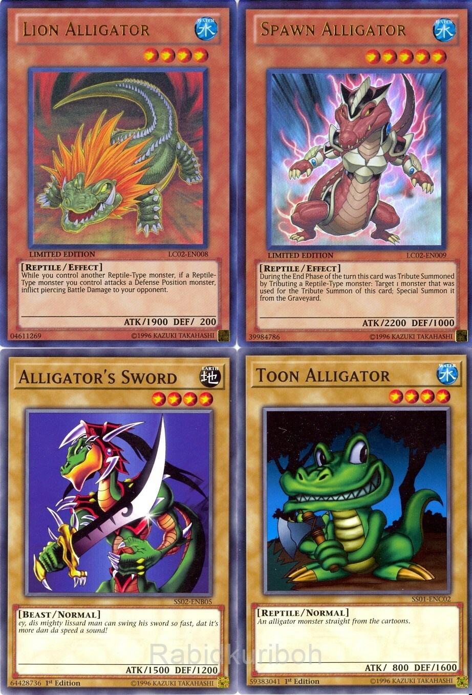 Yugioh Spawn Alligator + Alligator Lion + Toon Alligator + Alligator's ...
