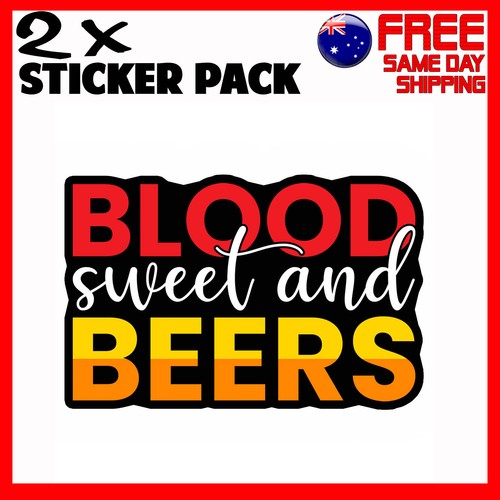 2 x Stickers Blood Sweat Beers Colour V2 Alcohol Car Bumper Funny ...
