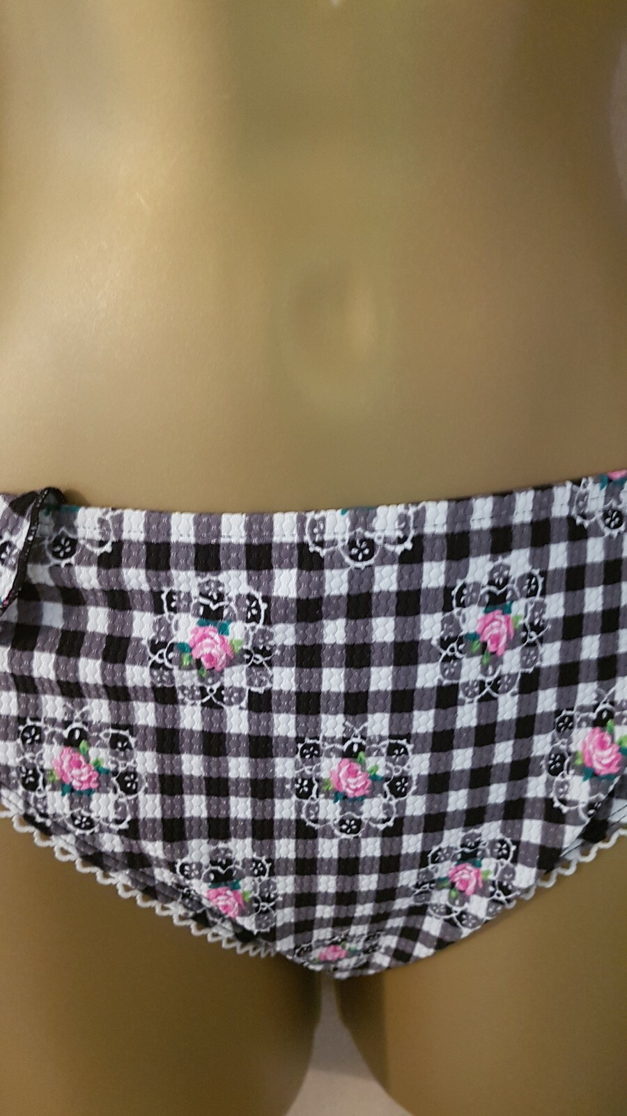 Stunning Floozie Frost french black check and rose Bikini bottoms ...