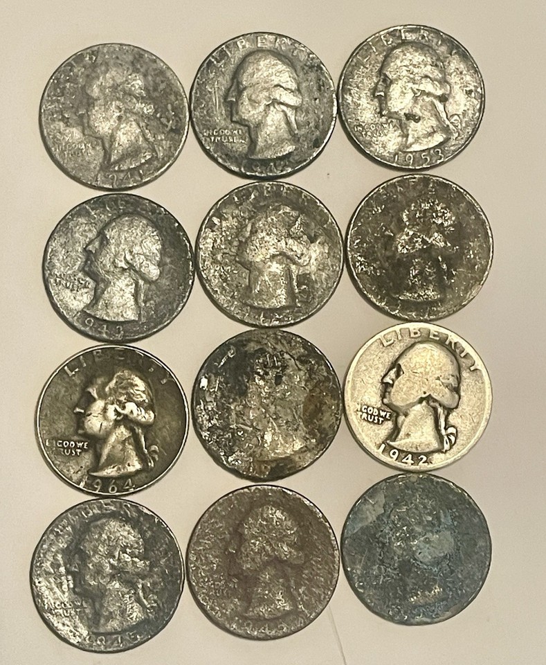 MIXED LOT OF 63 VTG UNITED STATES COINS “CULLS” WELL WORN~ SILVER ...