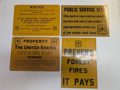 Vintage Antique Forest Service Signs Lot Of 4 Nos Collectible Hunting ...