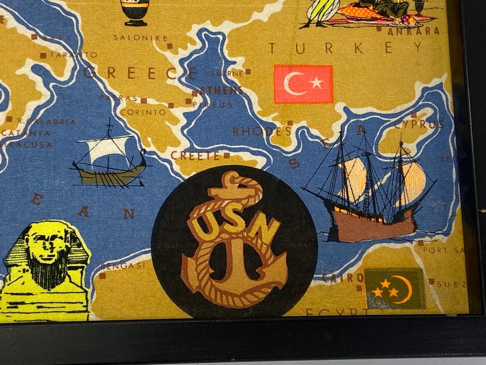 Vintage USS Stalwart Framed Cloth Mediterranean Cruise Certificate | eBay