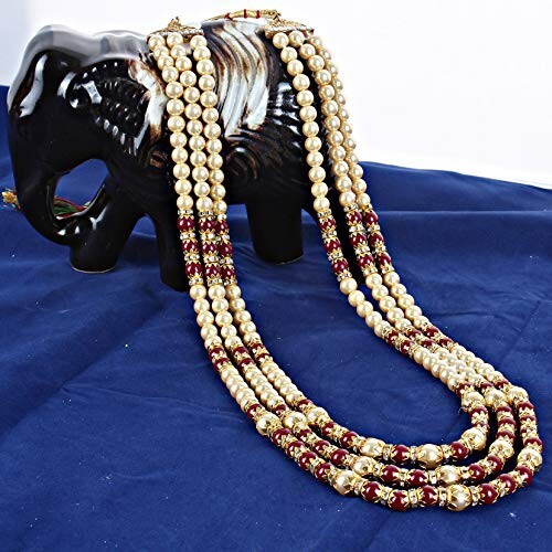 Wedding Multi Strand White Dulha Layered Pearl Haar Groom Kundan ...