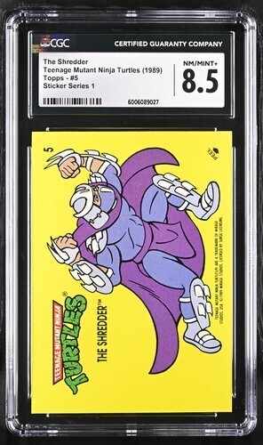 1989 TOPPS THE SHREDDER TEENAGE MUTANT NINJA TURTLES STICKER #5 CGC 8.5 ...