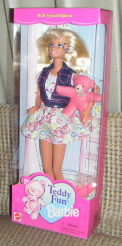 1996 TEDDY FUN BARBIE DOLL MIB Hills Department Store Special Ed ...