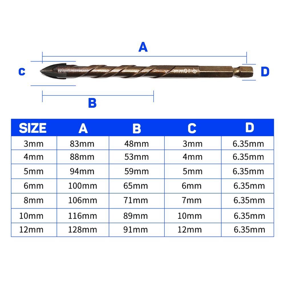 Drill Bit Set Metric Composite Tap Cross Hex Tile Cutting Drilling ...
