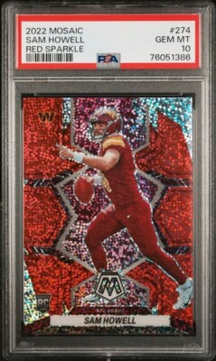 Sam Howell 2022 Panini Mosaic Red Sparkle RC #274 Commanders Rookie SSP ...