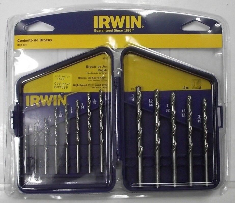 Irwin 1529 13pc Drill Bit Set HSS Twist Drill Bits 1/16" to 1/4" | eBay