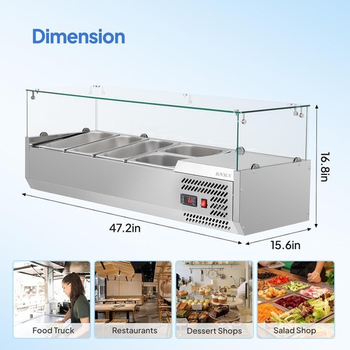 Commercial 47'' Countertop Refrigerated Condiment Salad Sandwich Prep ...