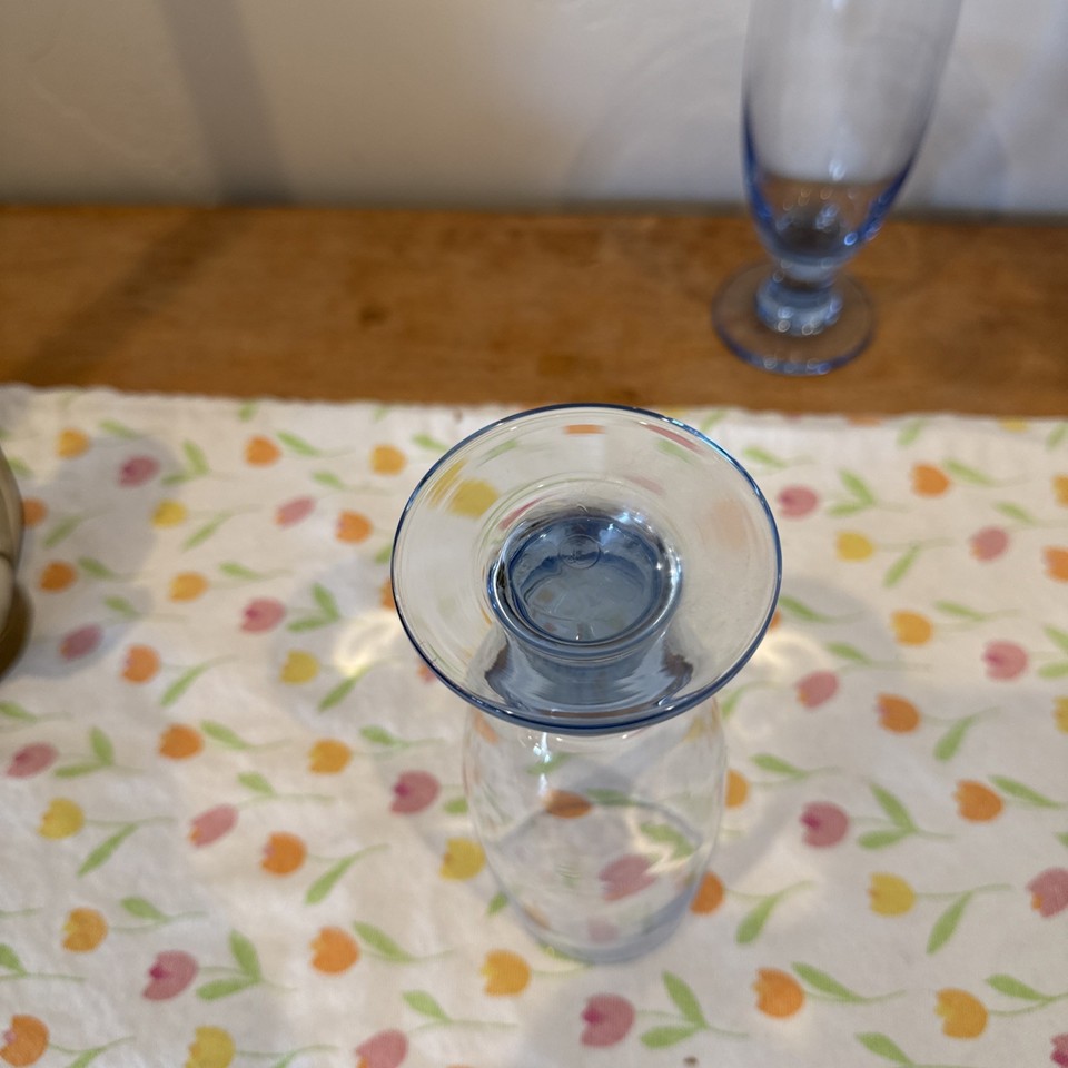 Vintage Lubby Blue Copa de Agua Lunita Footed Water Glasses Goblet ...