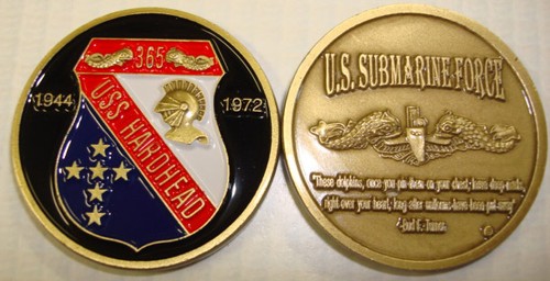 MONETA DA SFIDA SOTTOMARINO NAVY USS HARDHEAD SS-365 MILITARE ...