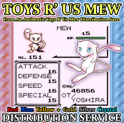 Pokemon Toys R' Us Mew Distribution Service Red Blue Yellow Gold Silver ...