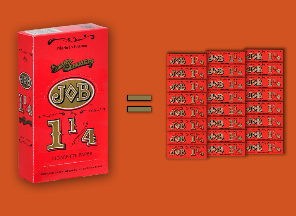 24 Packs JOB Rolling Papers 1 1/4 Orange Red Slow Burning Cigarette ...