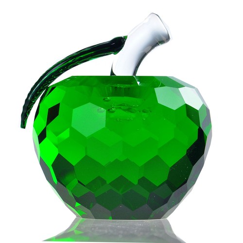 3D Apple Figurine Faceted Crystal Glass Paperweight Wedding Gift Decor ...