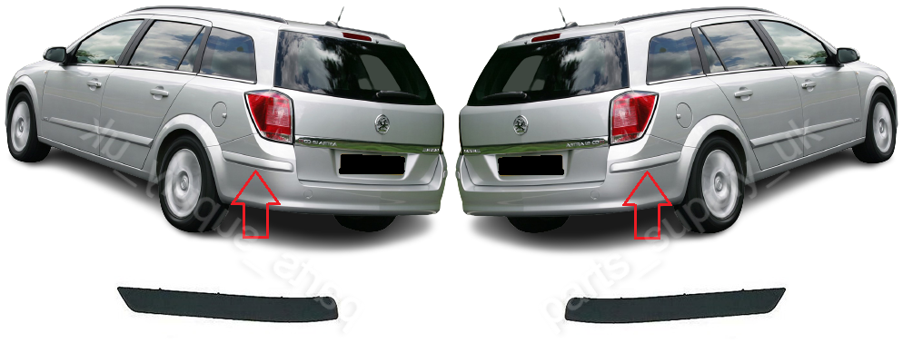 NEW FOR OPEL VAUXHALL ASTRA H ESTATE 04-12 REAR BUMPER MOLDING PAIR SET ...