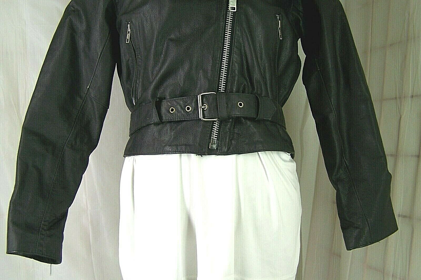 MOB Leather Black Perfecto Biker Jacket Belted Double… - Gem