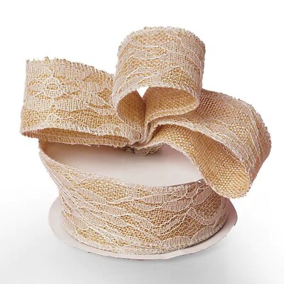 Lace Ribbon | Ivory Floral Lace Burlap Ribbon - 1 1/2in. x 10 Yards ...