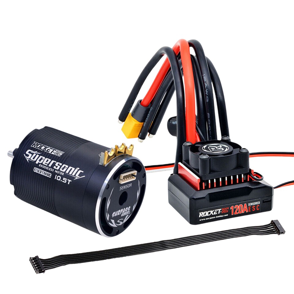 RC 4.5-21.5T 540 Sensored Brushless Motor 120A ESC Combo for 1/10 RC ...