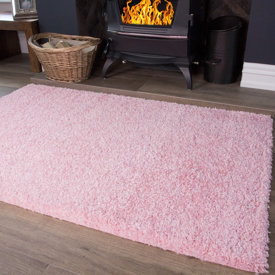 X SMALL MEDIUM SIZE THICK PLAIN SOFT SHAGGY RUG NON SHED 3cm PILE ...