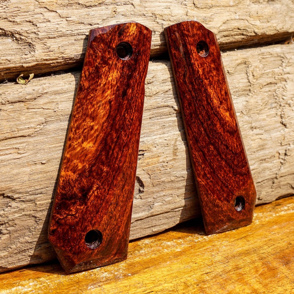 Ed Brown 1911 Bobtail Gold Amboyna Burl Lumber Wood Grips Fits Custom ...