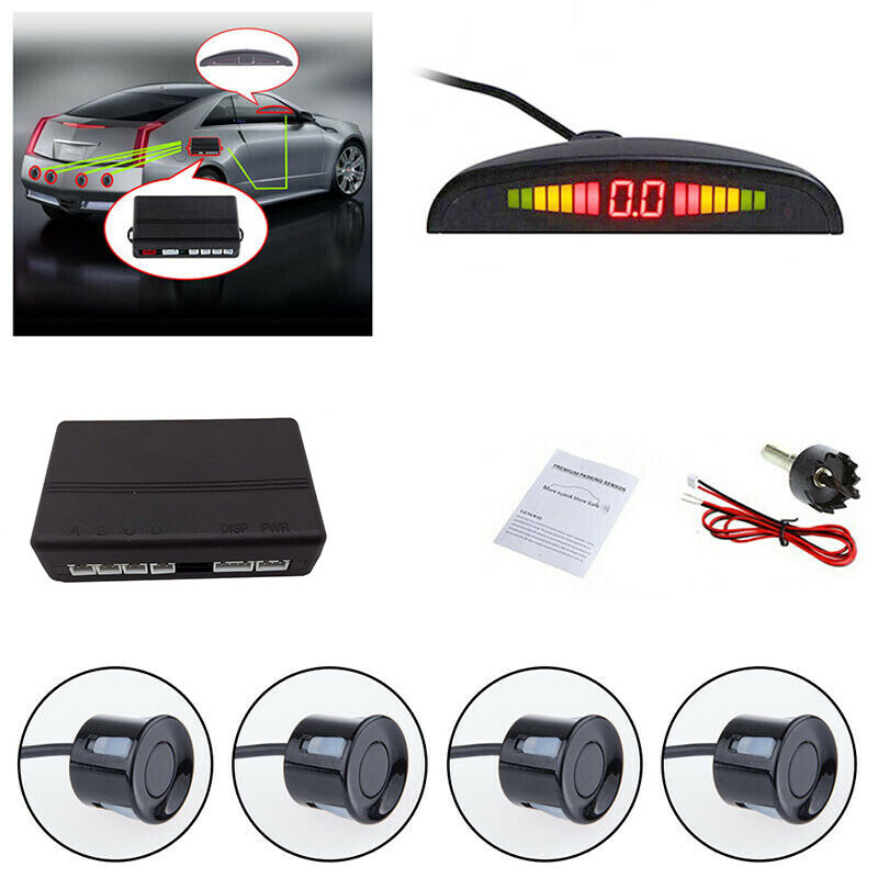 Car Auto Backup Reverse Rear Radar System Alert Alarm Kit 4 Parking ...