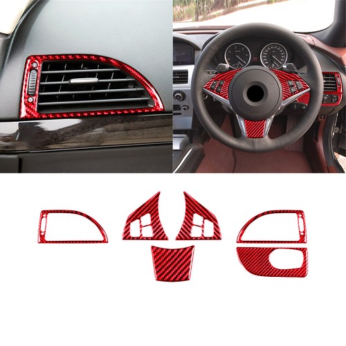 34pcs Red Carbon Fiber Full Interior Sticker Trim Set For BMW 650i ...