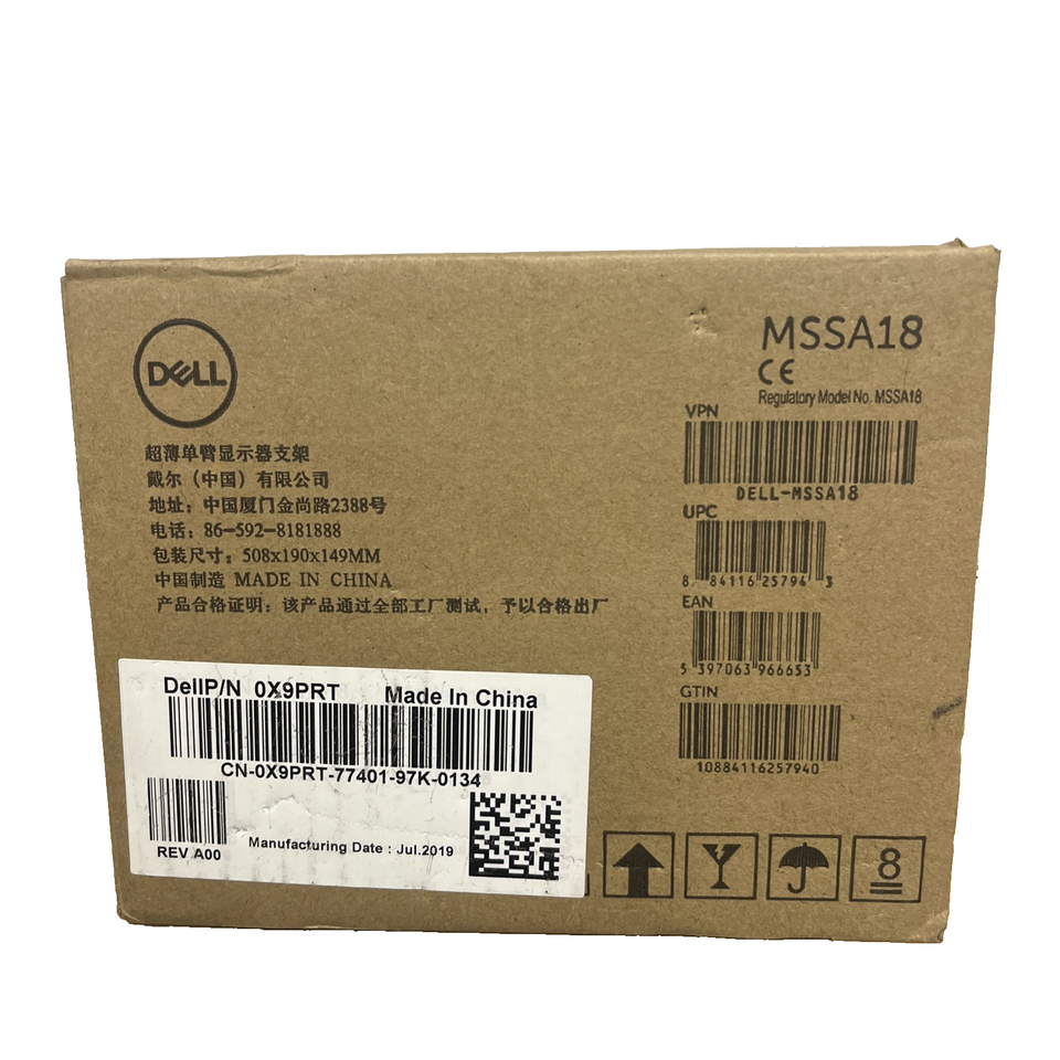 Dell Slim Single Monitor Arm MSSA18 W/VESA Adapter 452-BCXI 0GP1Y RJNF8 ...