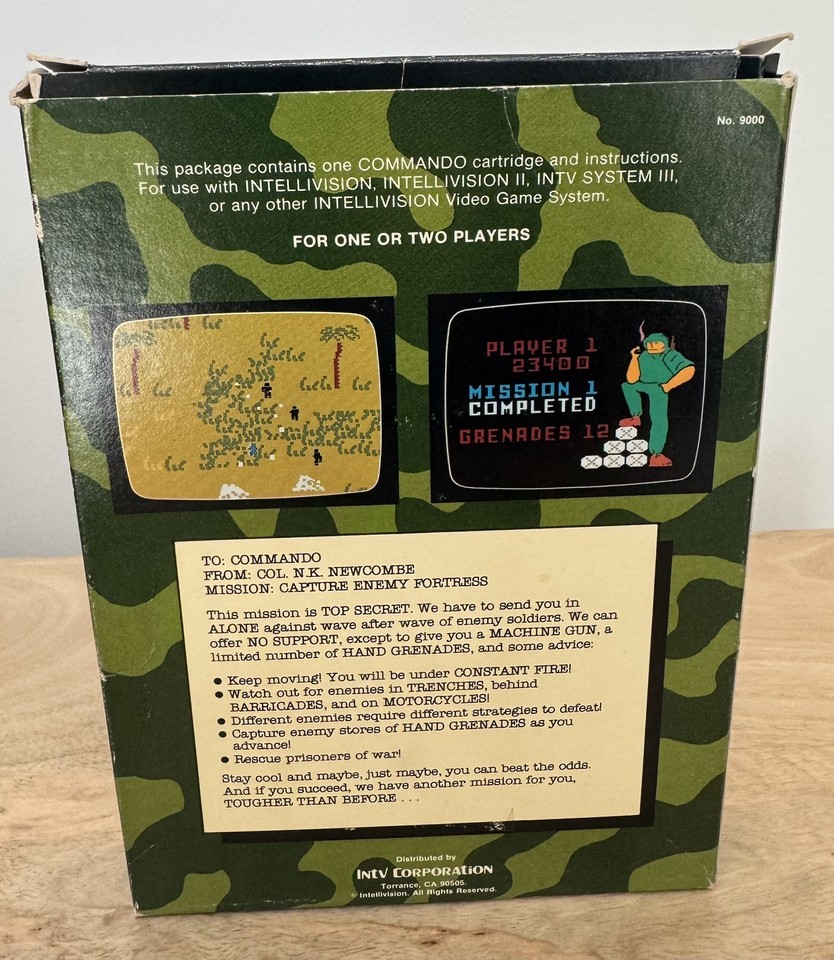 Commando Intellivision No. 9000 VTG Video Game Cartridge #1 Arcade Hit 1986 CIB | eBay