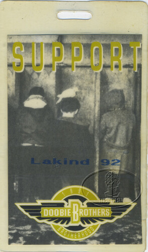 DOOBIE BROTHERS 1992 Tour Laminated Backstage Pass Bobby LaKind ...