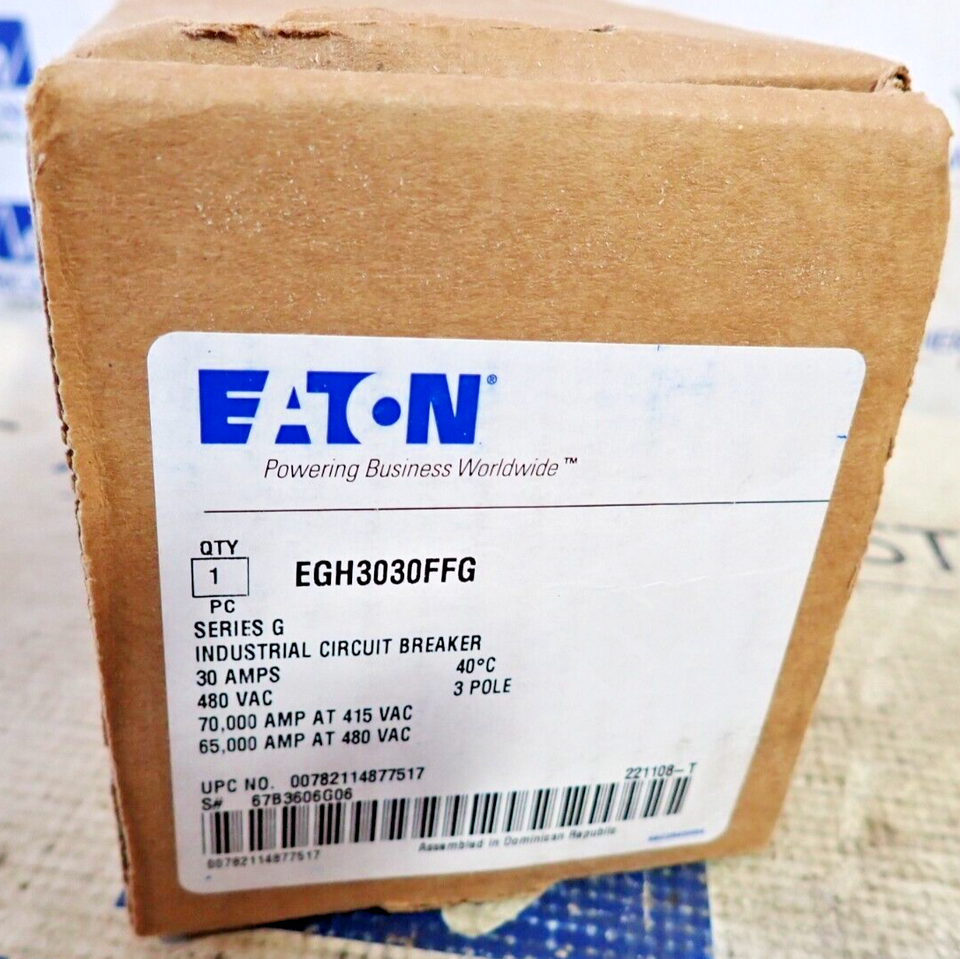 NEW - Eaton EGH3030FFG 30 Amp 480 VAC 3 Pole EG-Frame Type EG Circuit ...