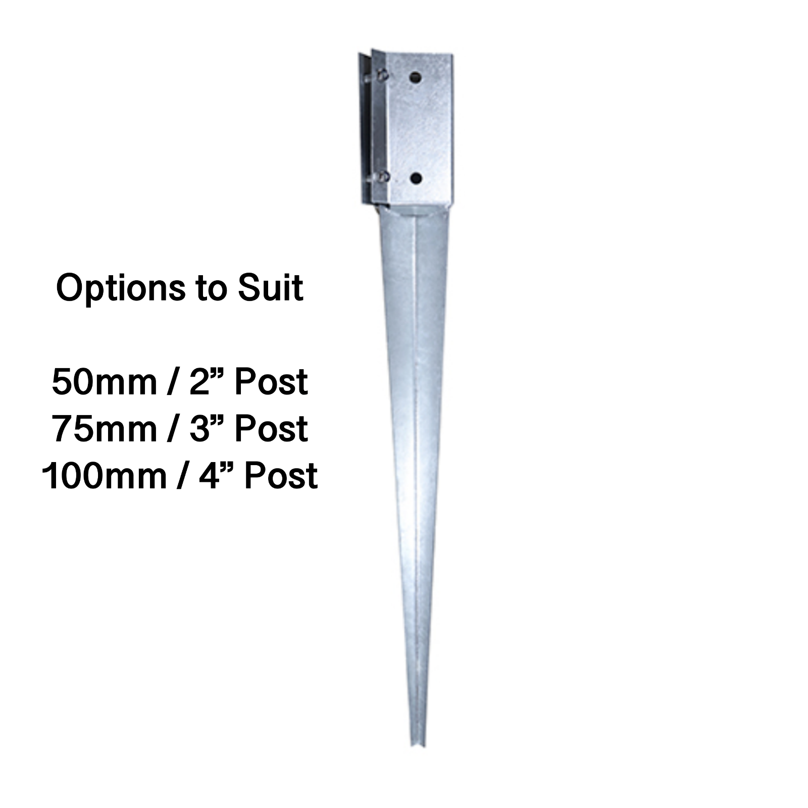 Fence Post Spike Shoe Bolt Down 50mm/2" 75mm/3" 100mm/4" DECKING Post ...